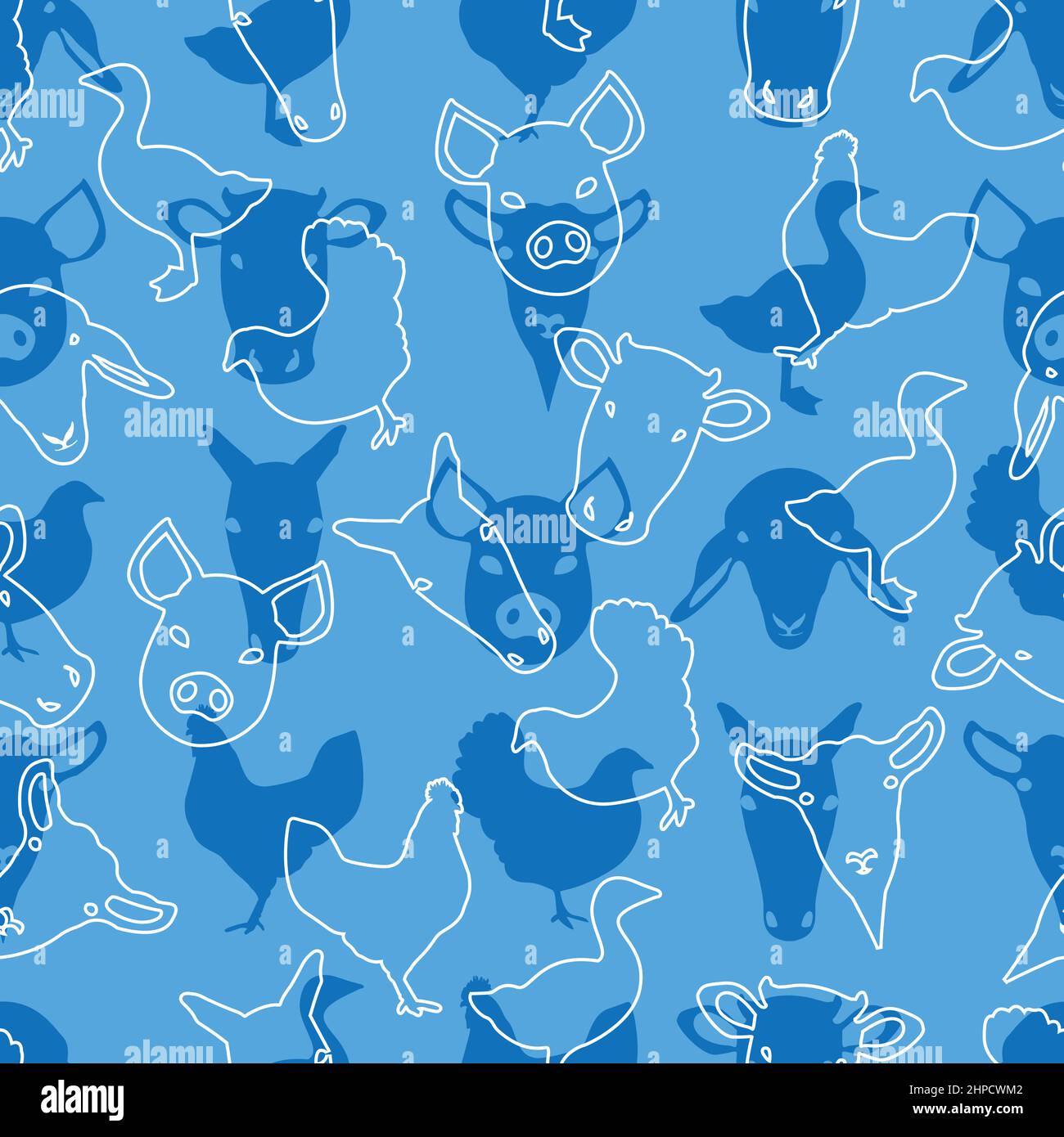 Blue Farm Animal Pattern Design for Boys Stock Vector Image & Art - Alamy