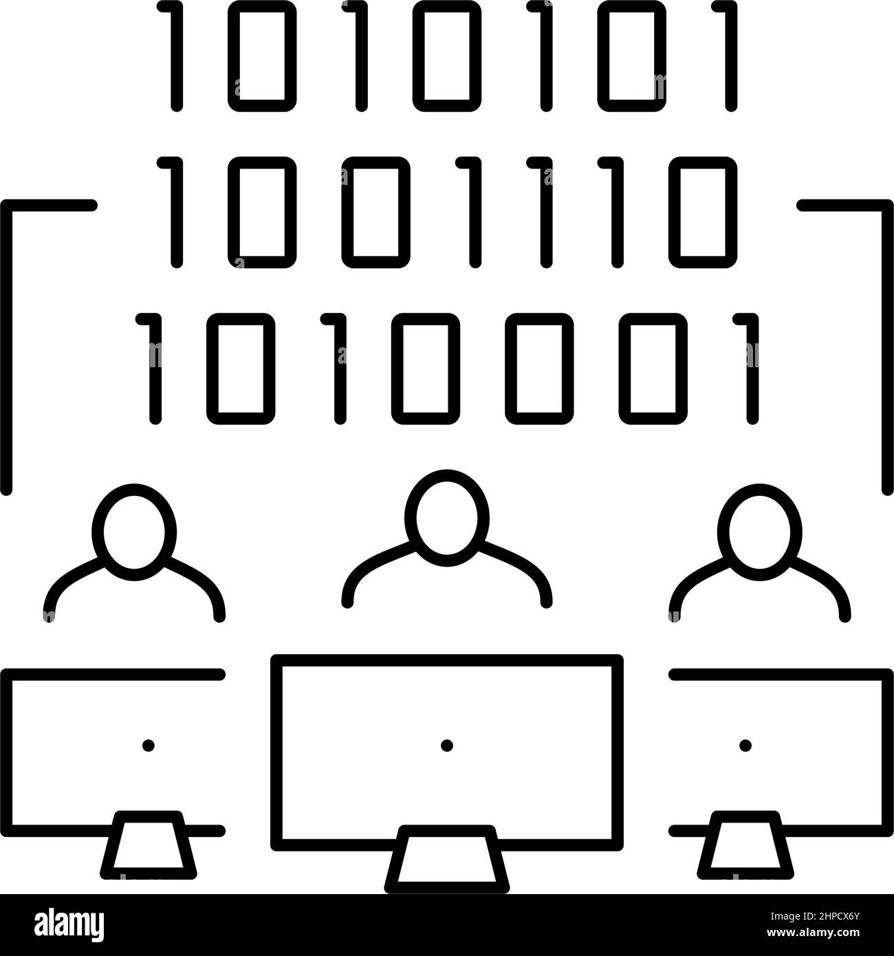 coding teamwork line icon vector illustration Stock Vector Image & Art - Alamy