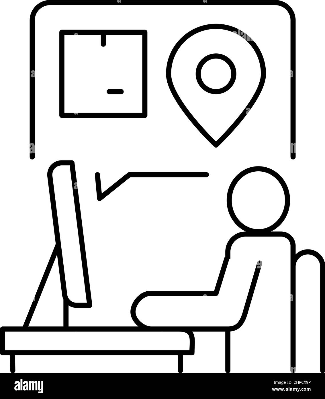 manager checking order location line icon vector illustration Stock ...