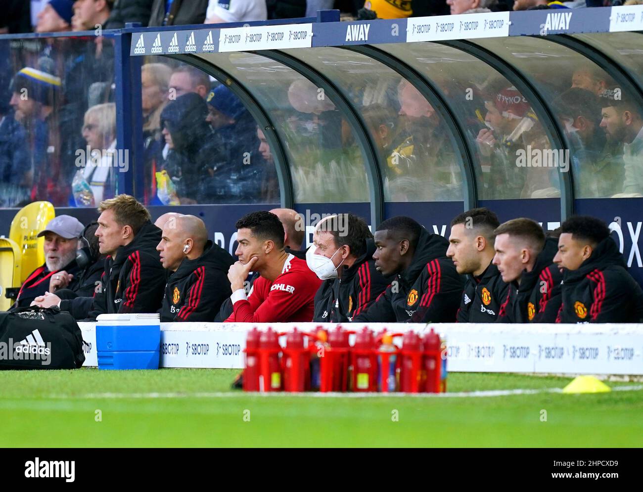 Manchester United's Cristiano Ronaldo sits on the bench after being ...
