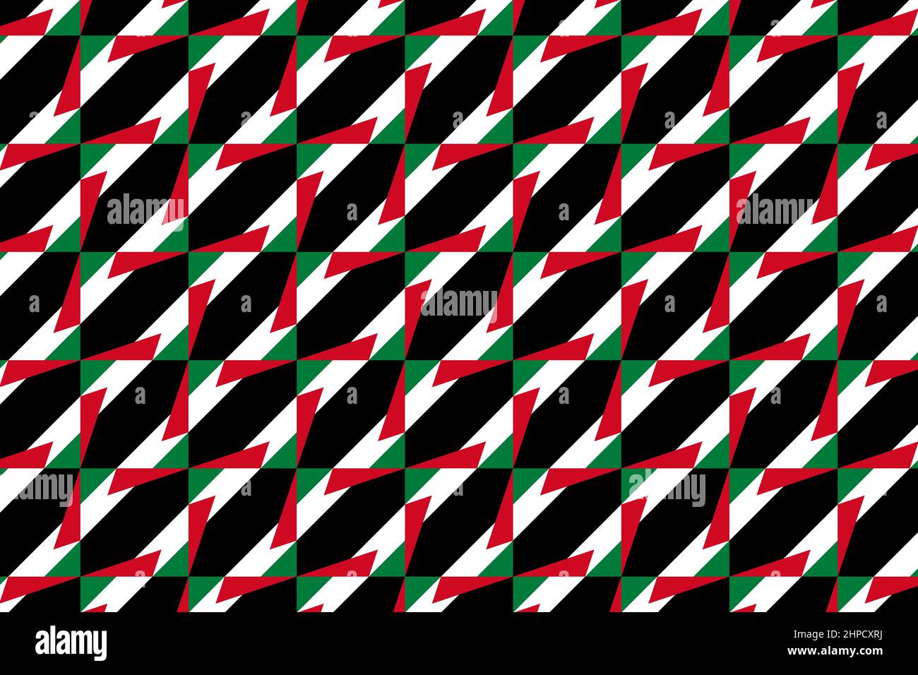 Geometric pattern in the colors of the national flag of Jordan. The ...