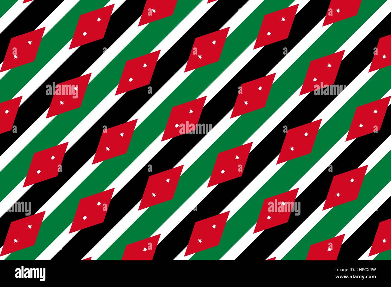 Geometric pattern in the colors of the national flag of Jordan. The ...