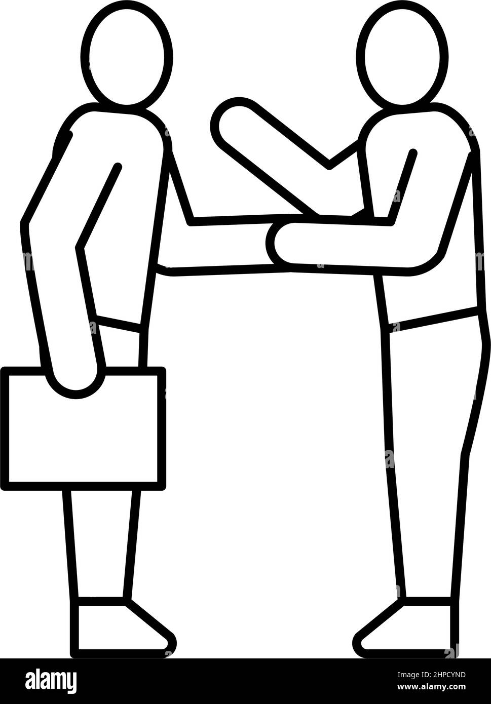 businesspeople greeting and discussing line icon vector illustration ...