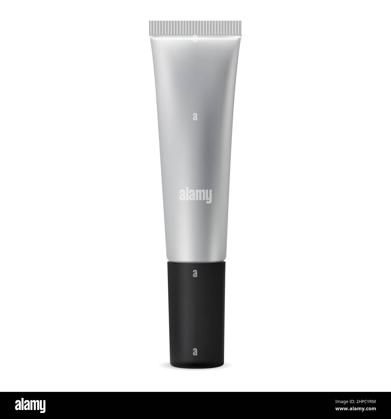 Hand cream silver tube vector blank mockup, realistic wrapper. Plastic ...