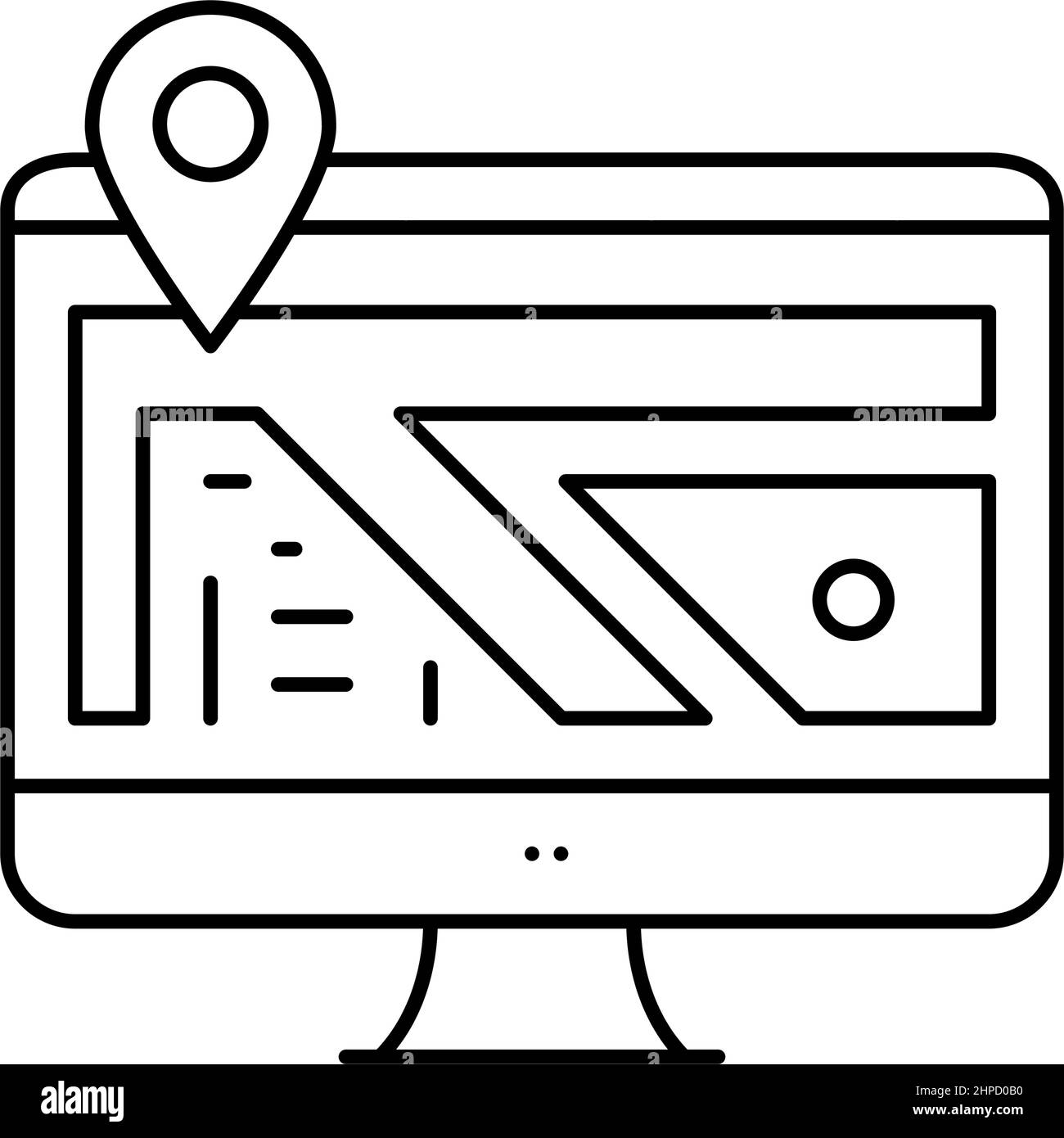 computer monitor map location line icon vector illustration Stock ...
