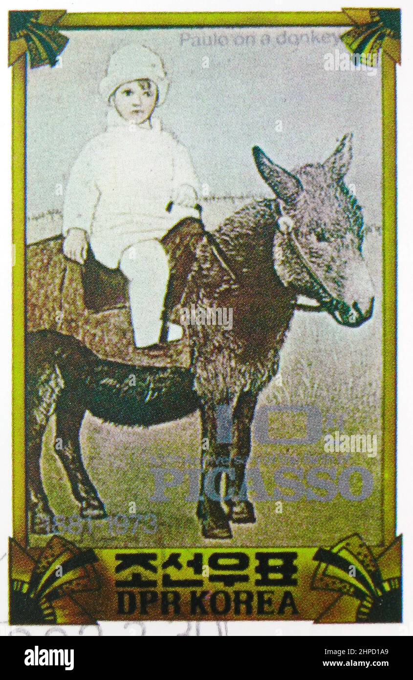 MOSCOW, RUSSIA - NOVEMBER 4, 2021: Postage stamp printed in Korea shows ...