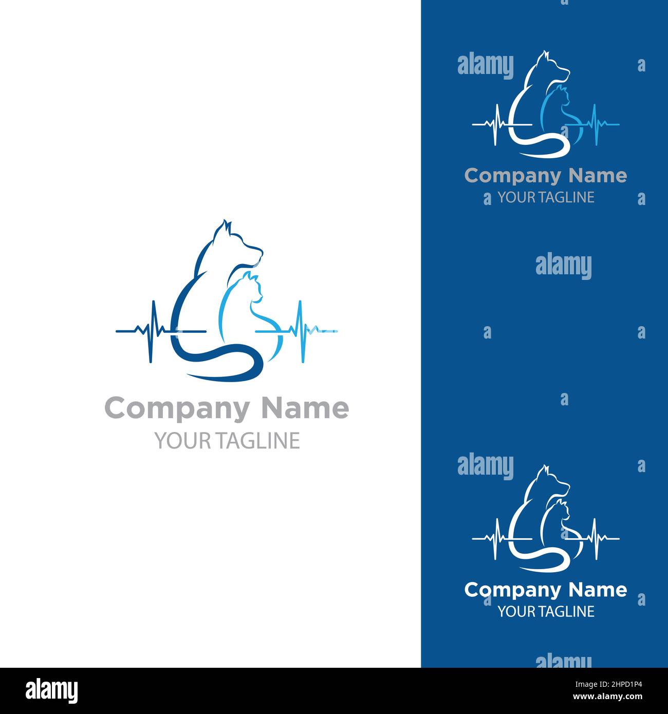 Veterinary clinic logo with dog and cat print, isolated vector logo ...