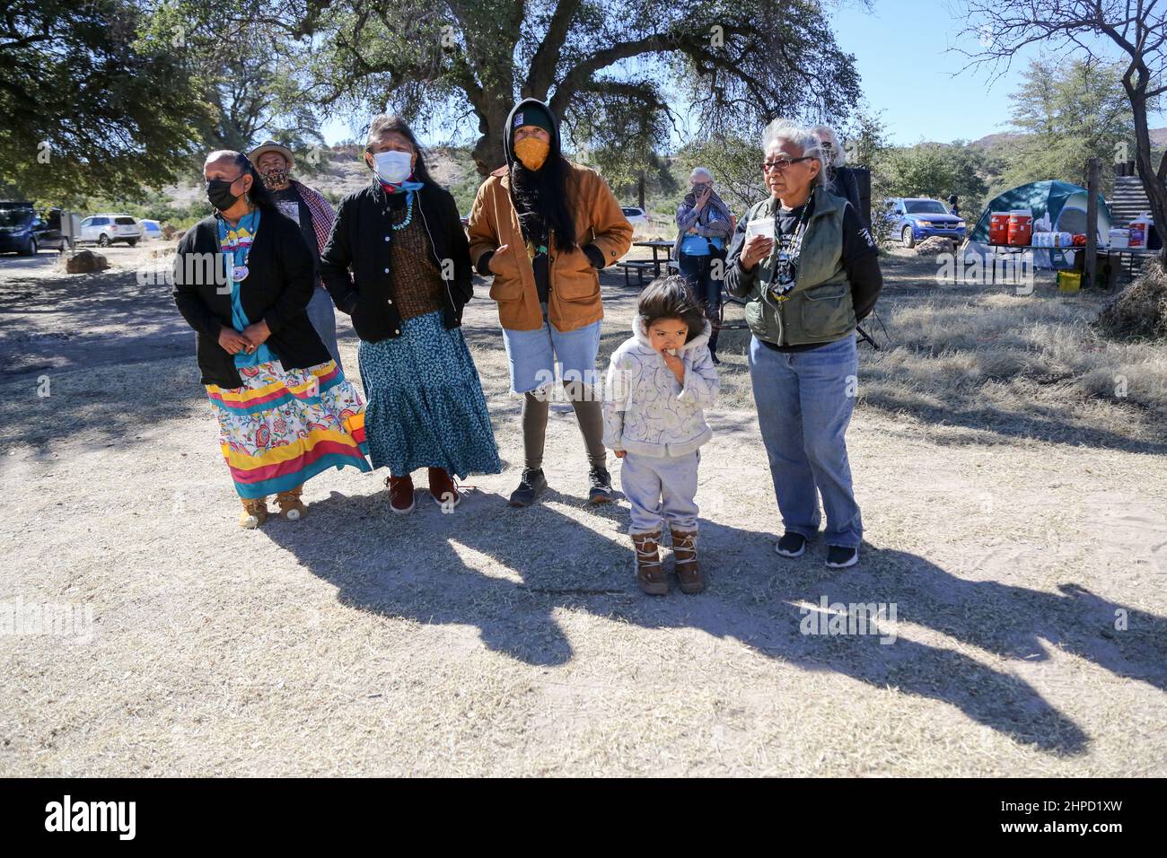 Arizona, USA, February 19, 2022, Members of the San Carlos Apache tribe ...