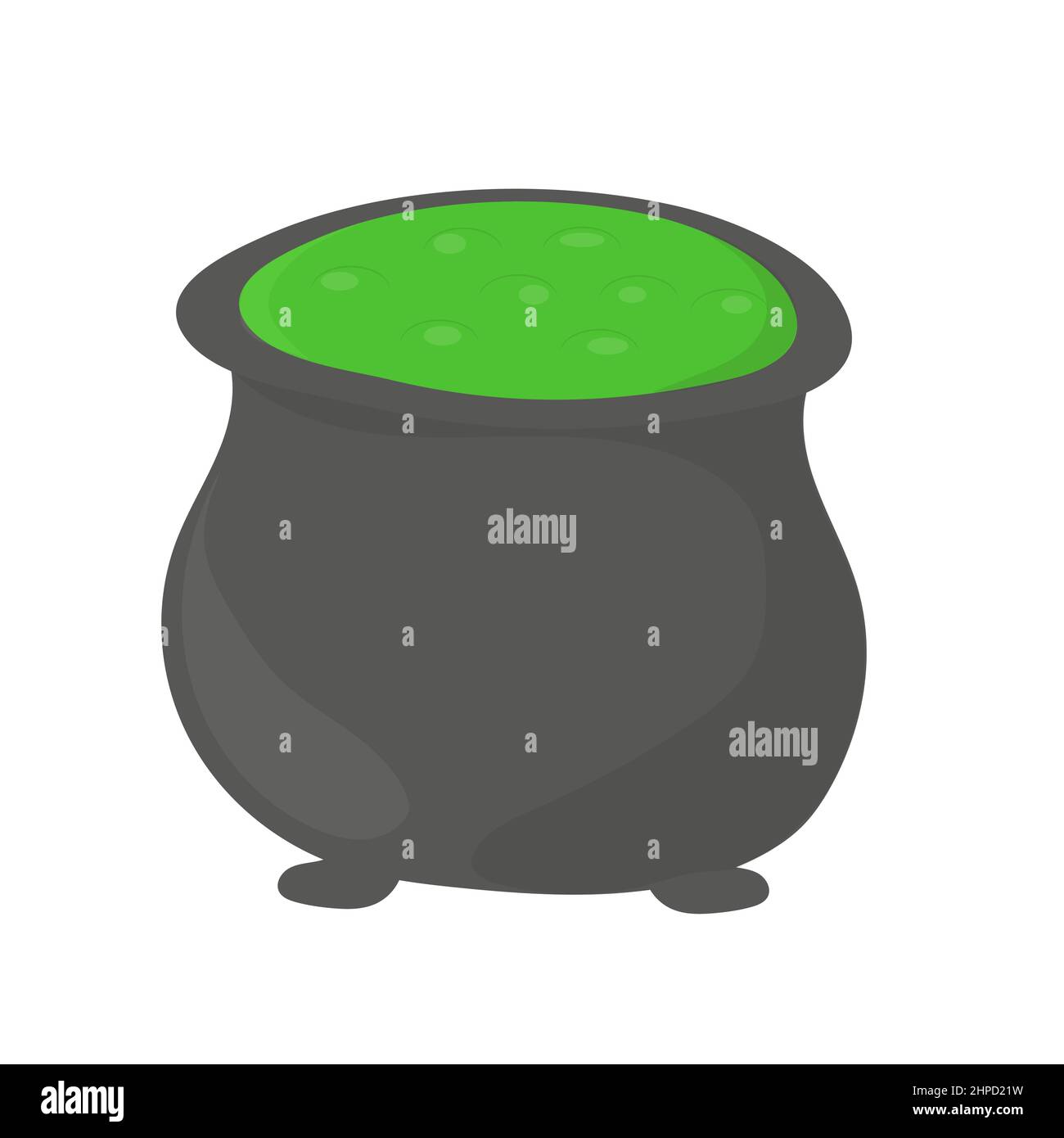 Vector witch pot with green poison illustration on white. Cartoon ...