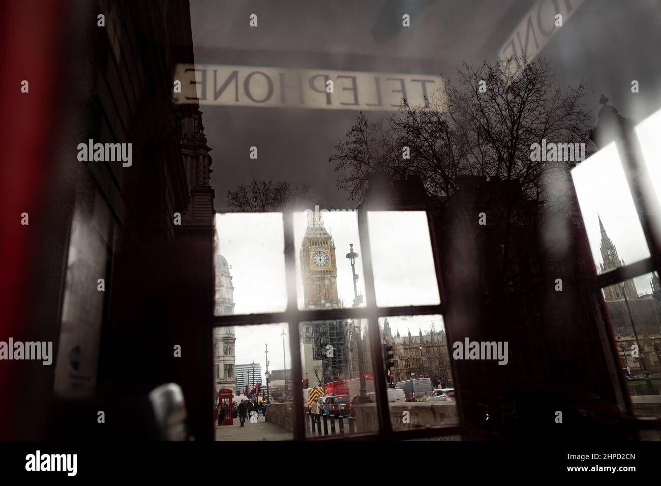 London's Big Ben photographed trough a traditional London public ...