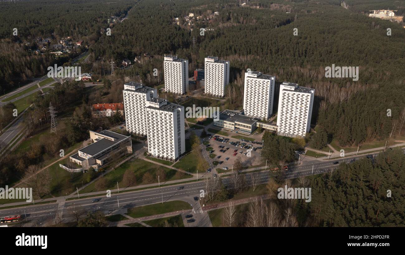 Aerial photography aerial view of modern middle school campus building ...