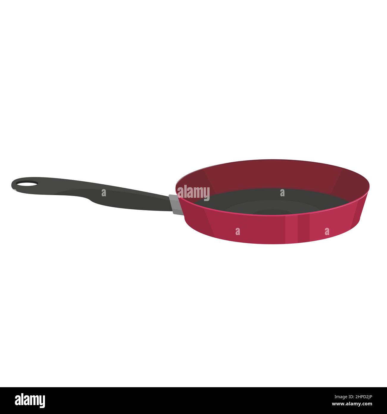Red detailed pan symbol in cartoon style on white. Frying pan icon for ...