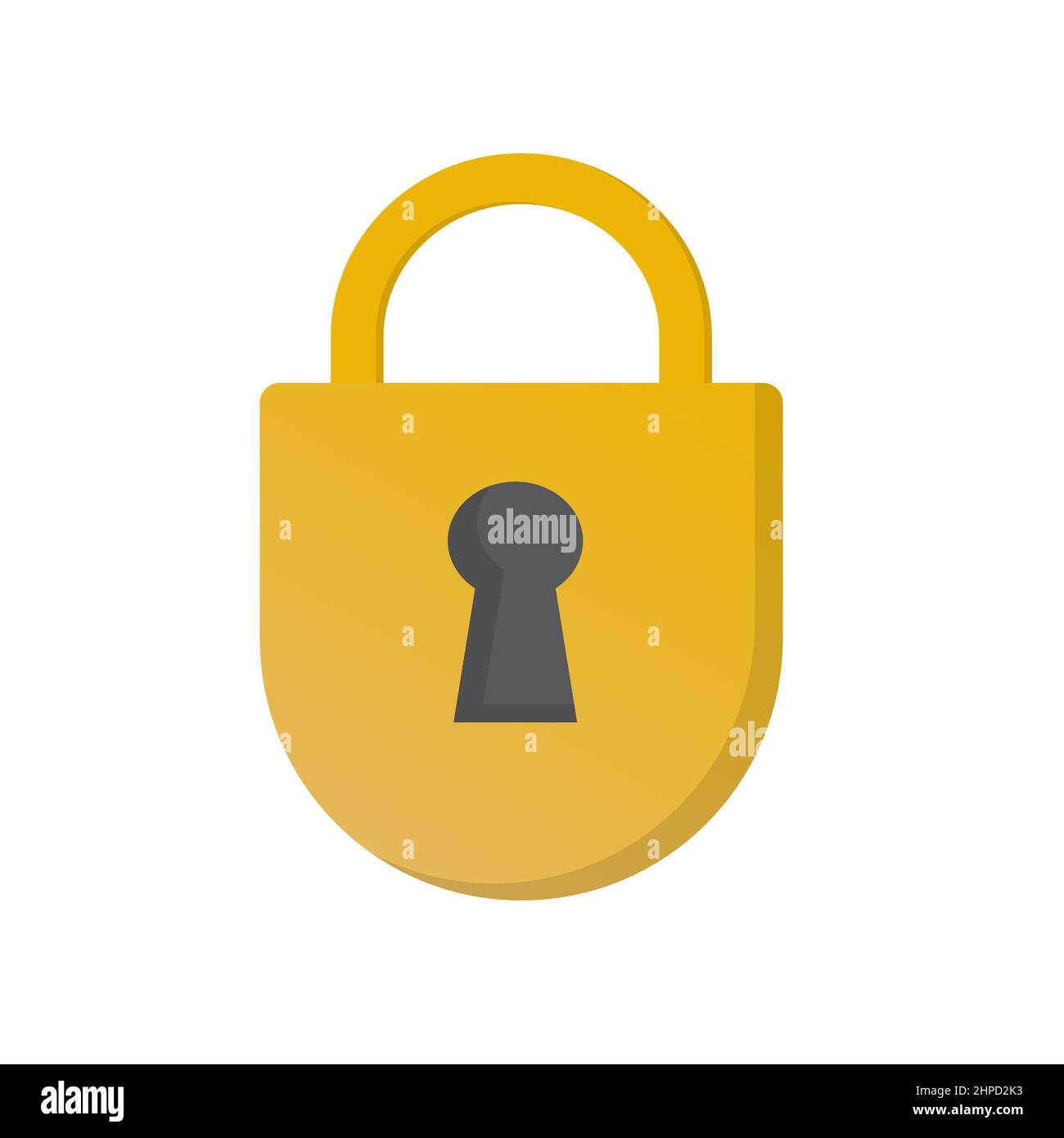 Close lock - yellow flat icon. Silhouette lock. Yellow lock isolated on ...