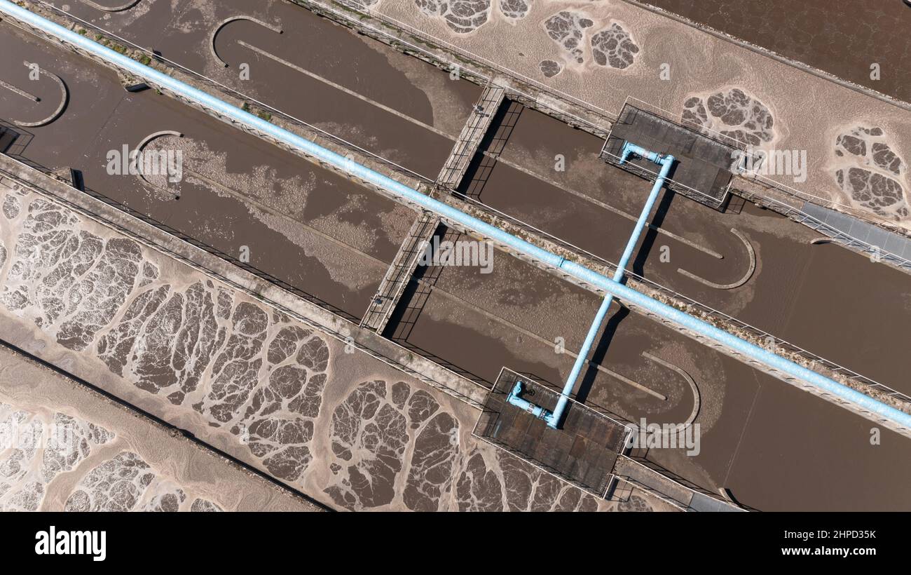 Biological treatment water of basins for sewage water Stock Photo - Alamy