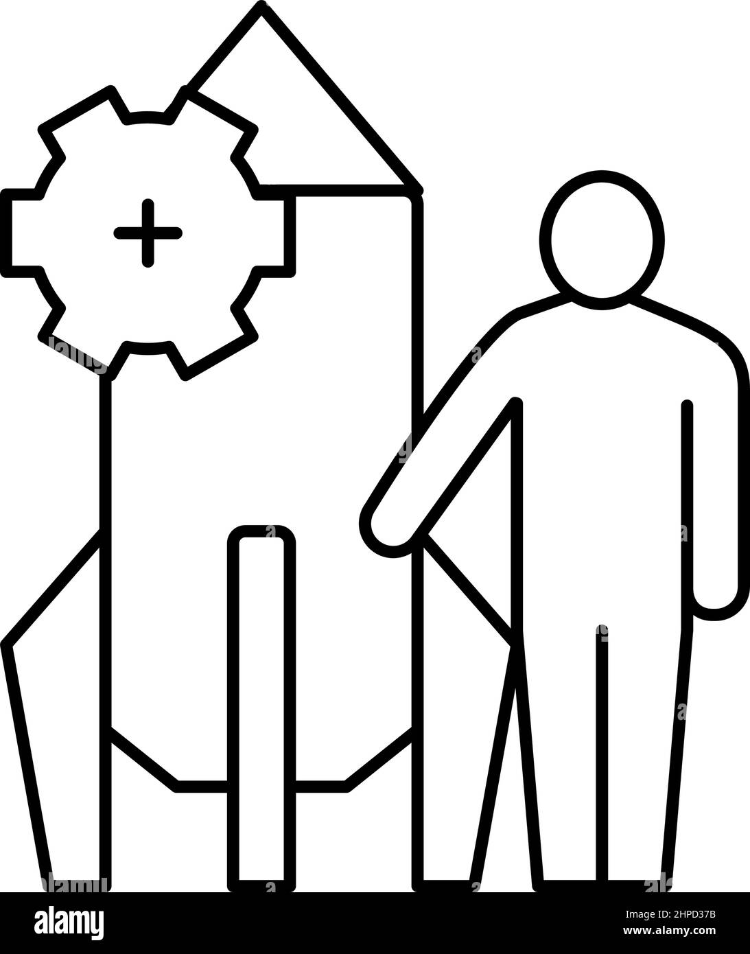 human and rocket fast work line icon vector illustration Stock Vector ...