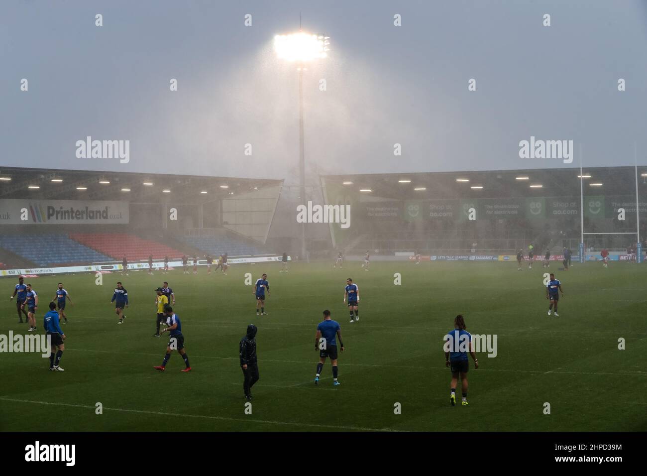 The extreme weather conditions over The AJ Bell Stadium ahead of kick ...