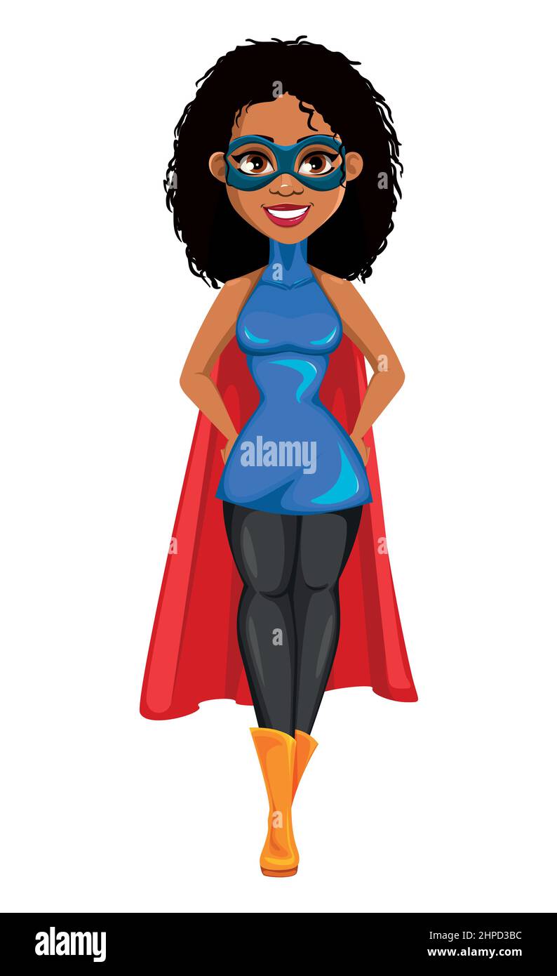 Super African American woman superhero. Concept of woman wearing ...