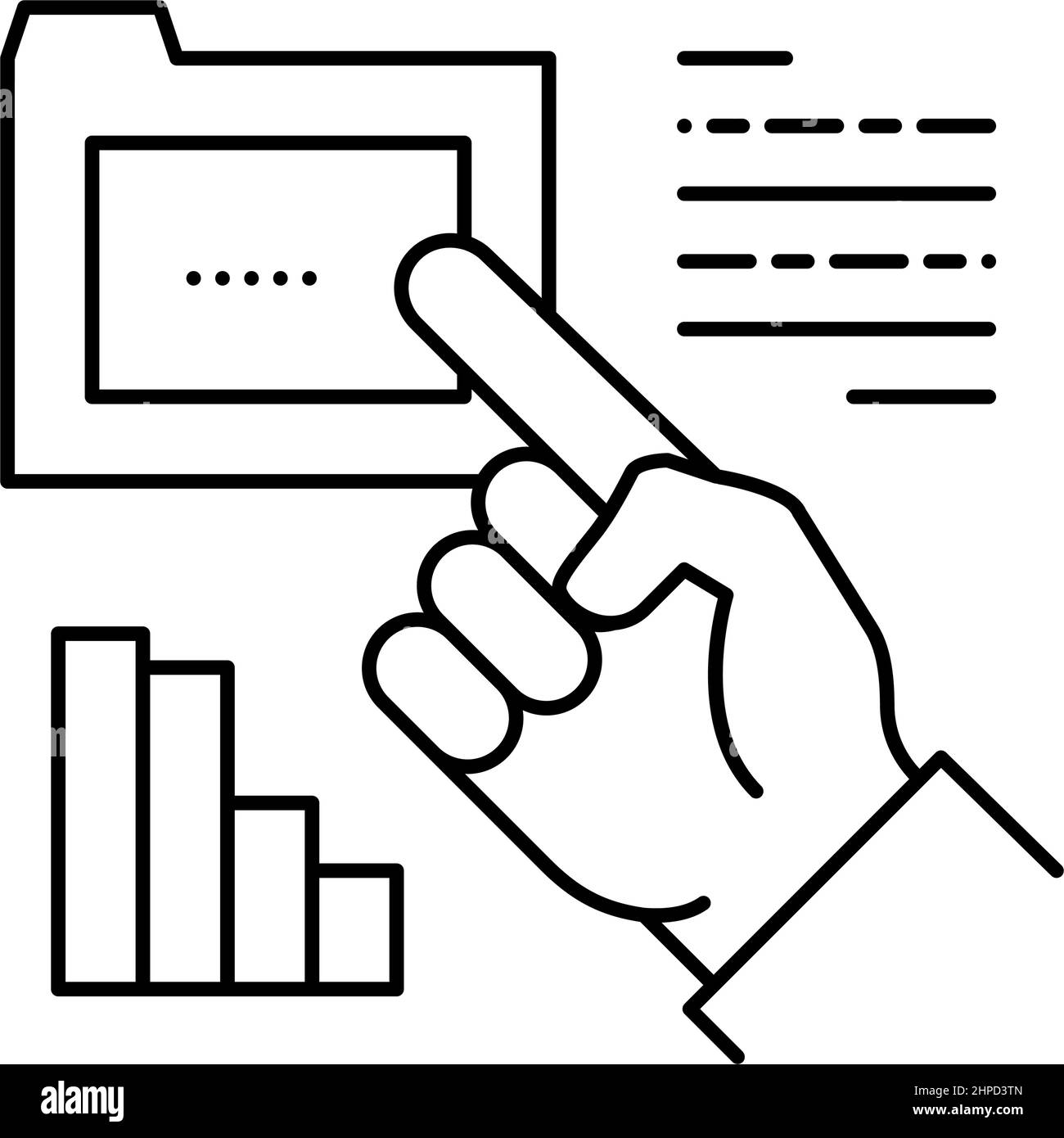 hand showing on folder line icon vector illustration Stock Vector Image ...