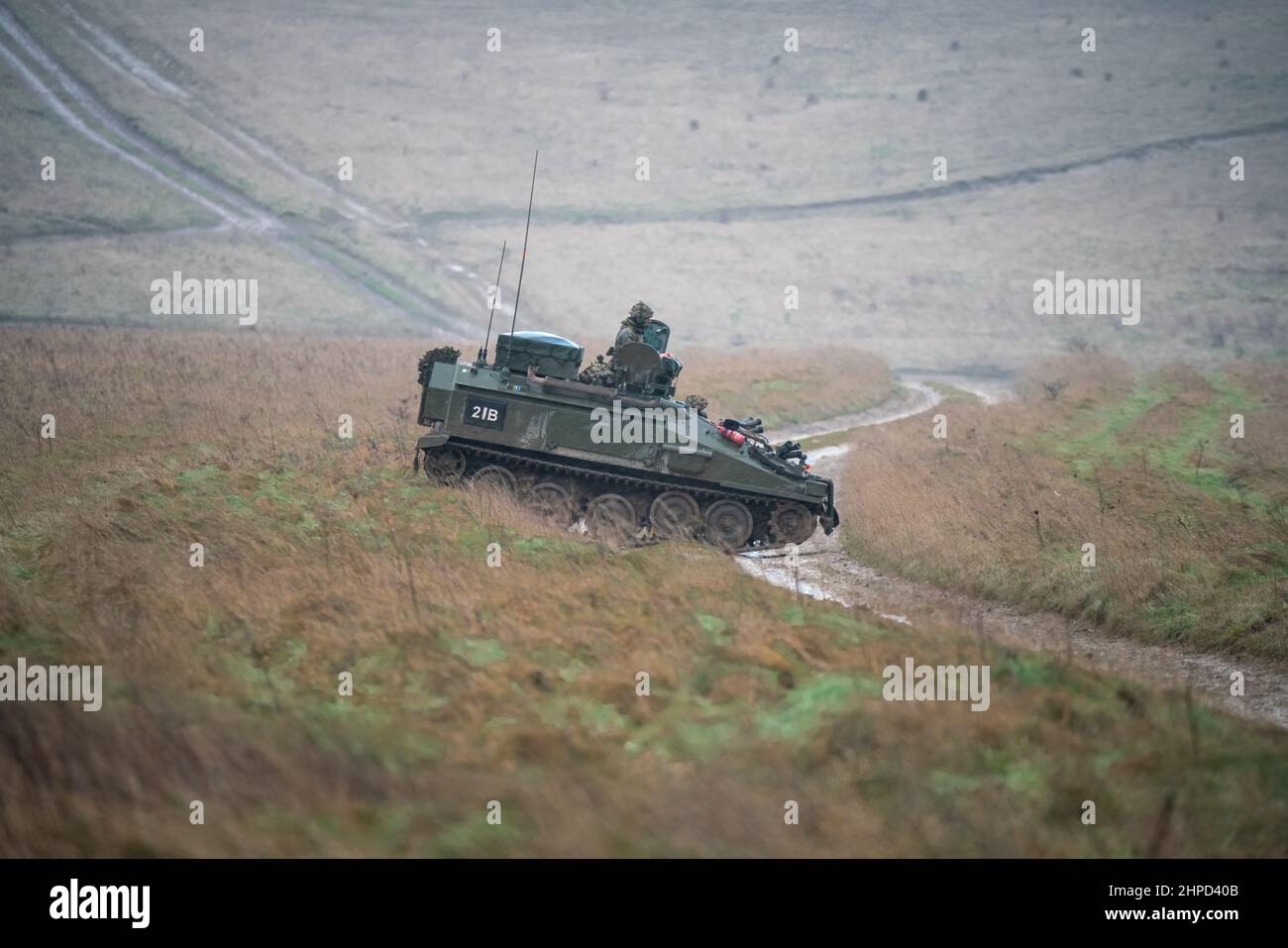 british army FV103 Spartan light armored vehicle in action on a ...