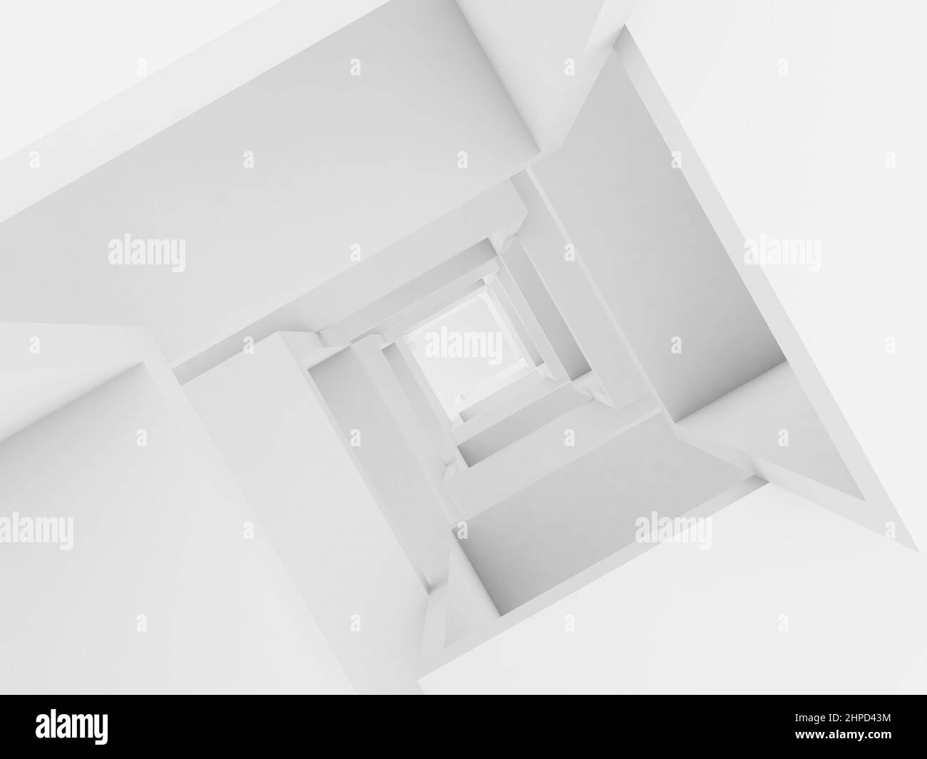 Abstract white tower interior background, looking up. Minimal ...