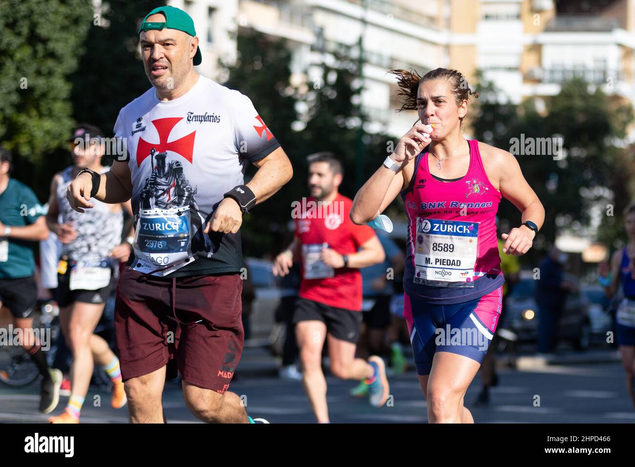 Seville, Spain. 2nd Feb, 2022. Marathon runners from all around the ...