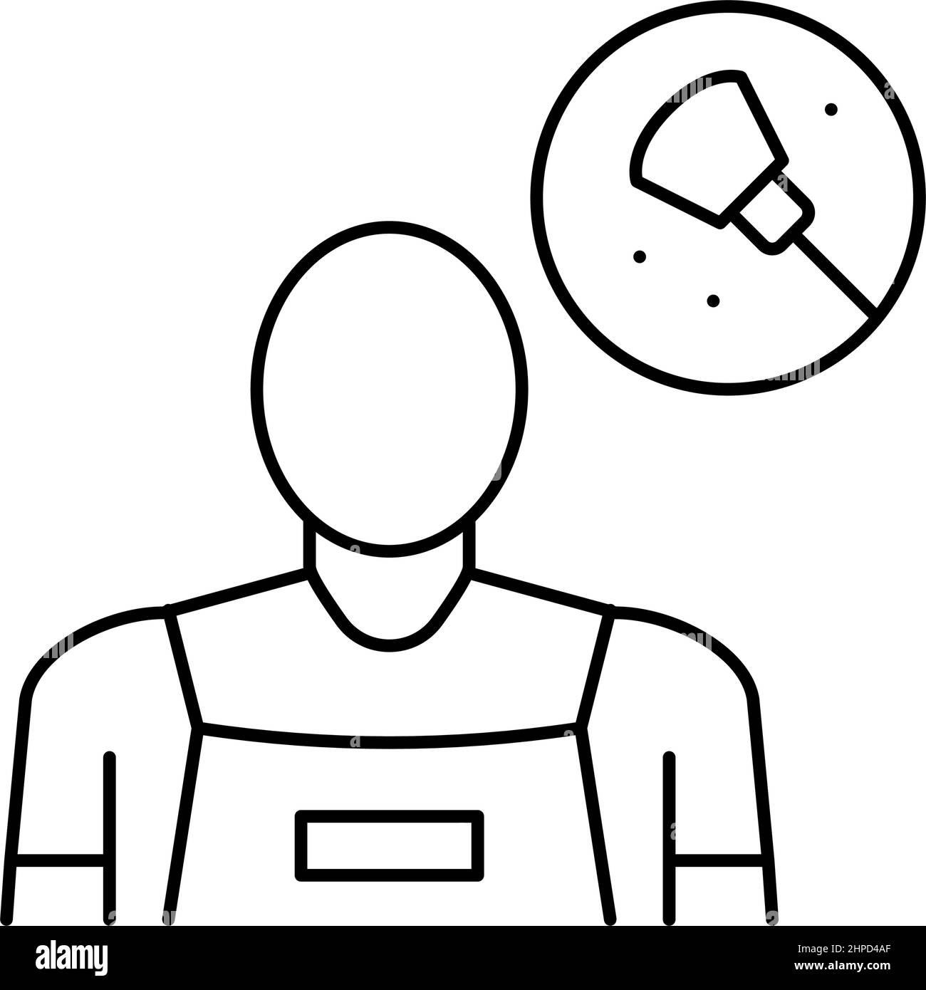 cleaning service worker line icon vector illustration Stock Vector ...