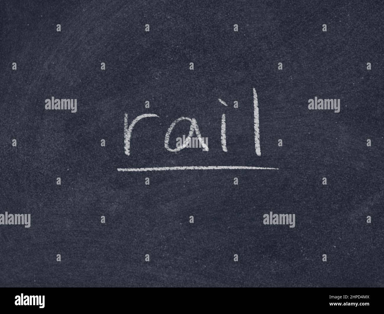 rail concept word on blackboard background Stock Photo - Alamy