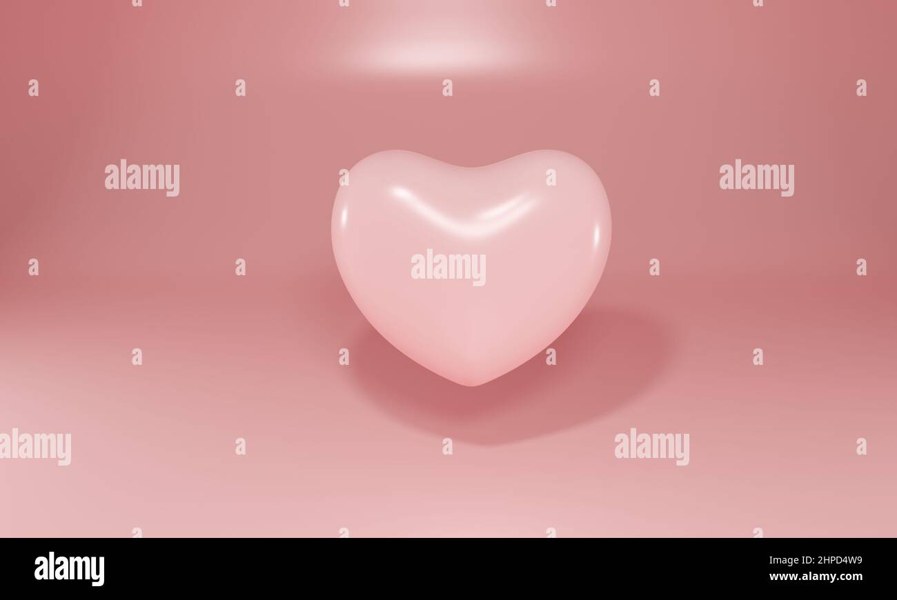 3d pink heart on pink background. Festive greeting concept. 3d ...