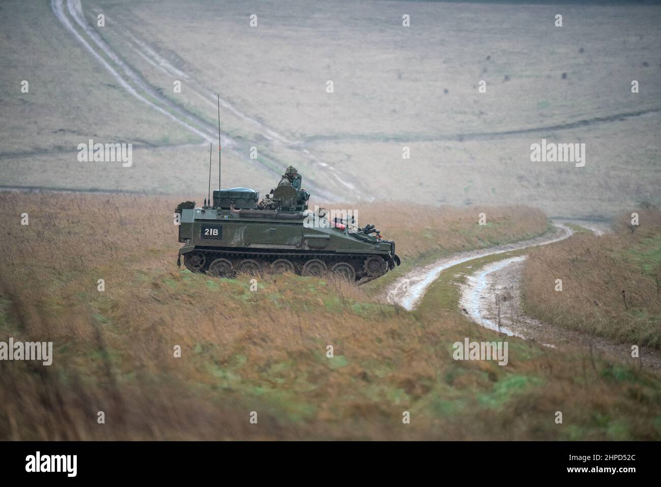 british army FV103 Spartan light armored vehicle in action on a ...