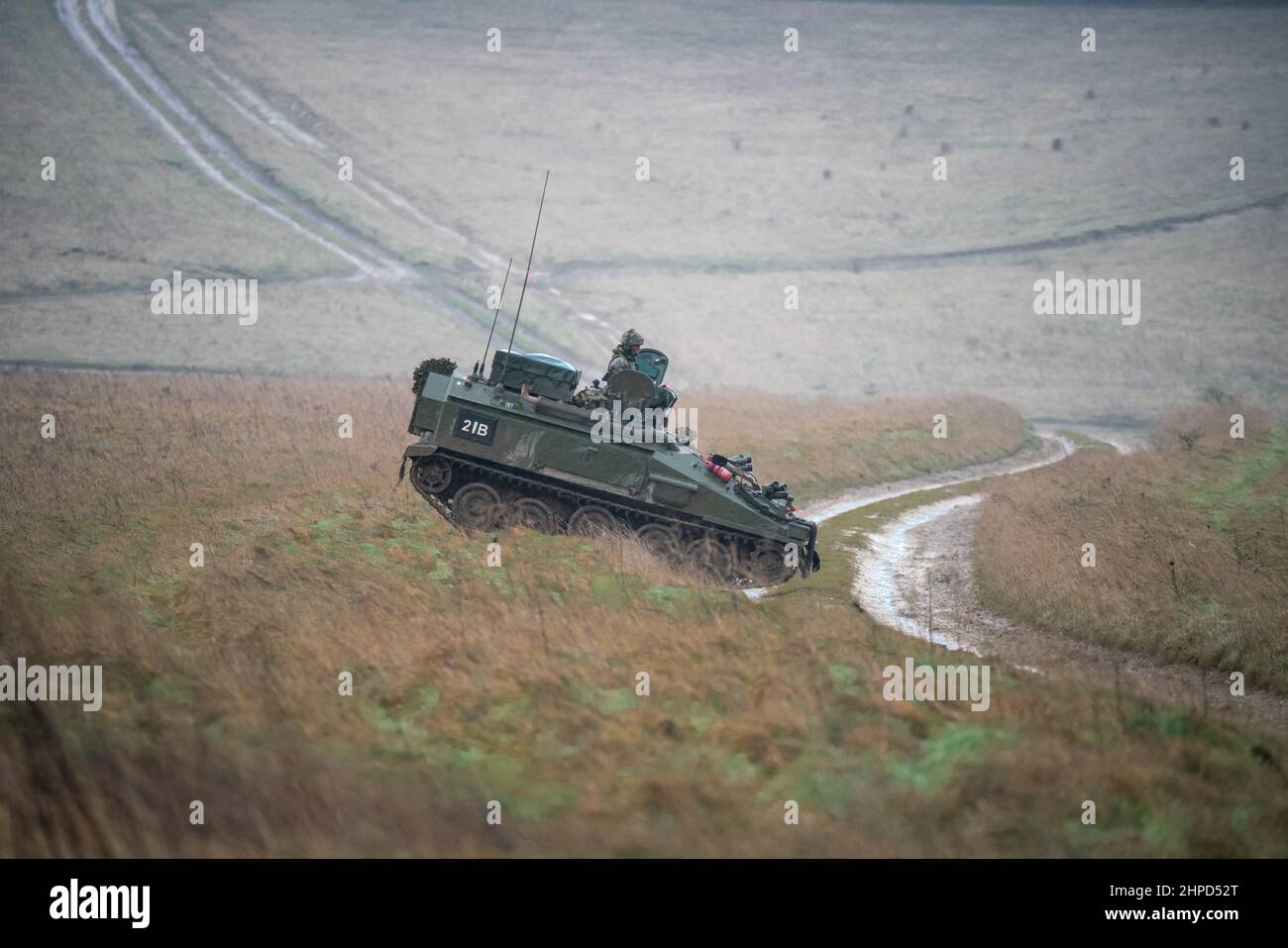 british army FV103 Spartan light armored vehicle in action on a ...