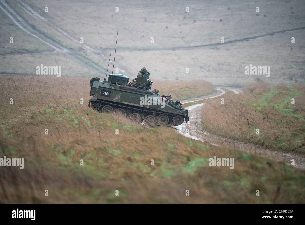 british army FV103 Spartan light armored vehicle in action on a ...