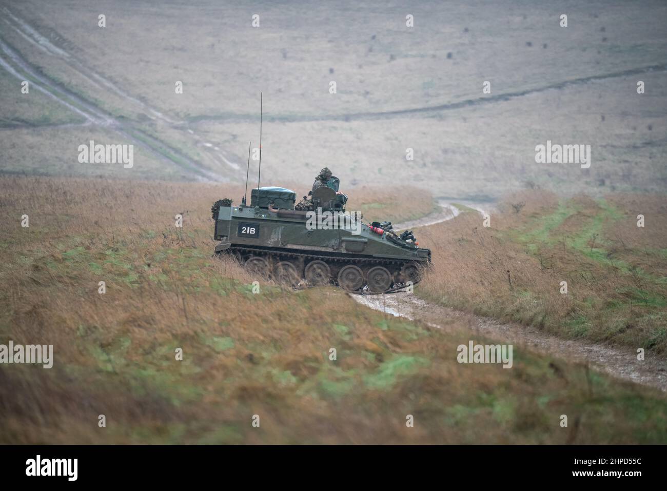 british army FV103 Spartan light armored vehicle in action on a ...