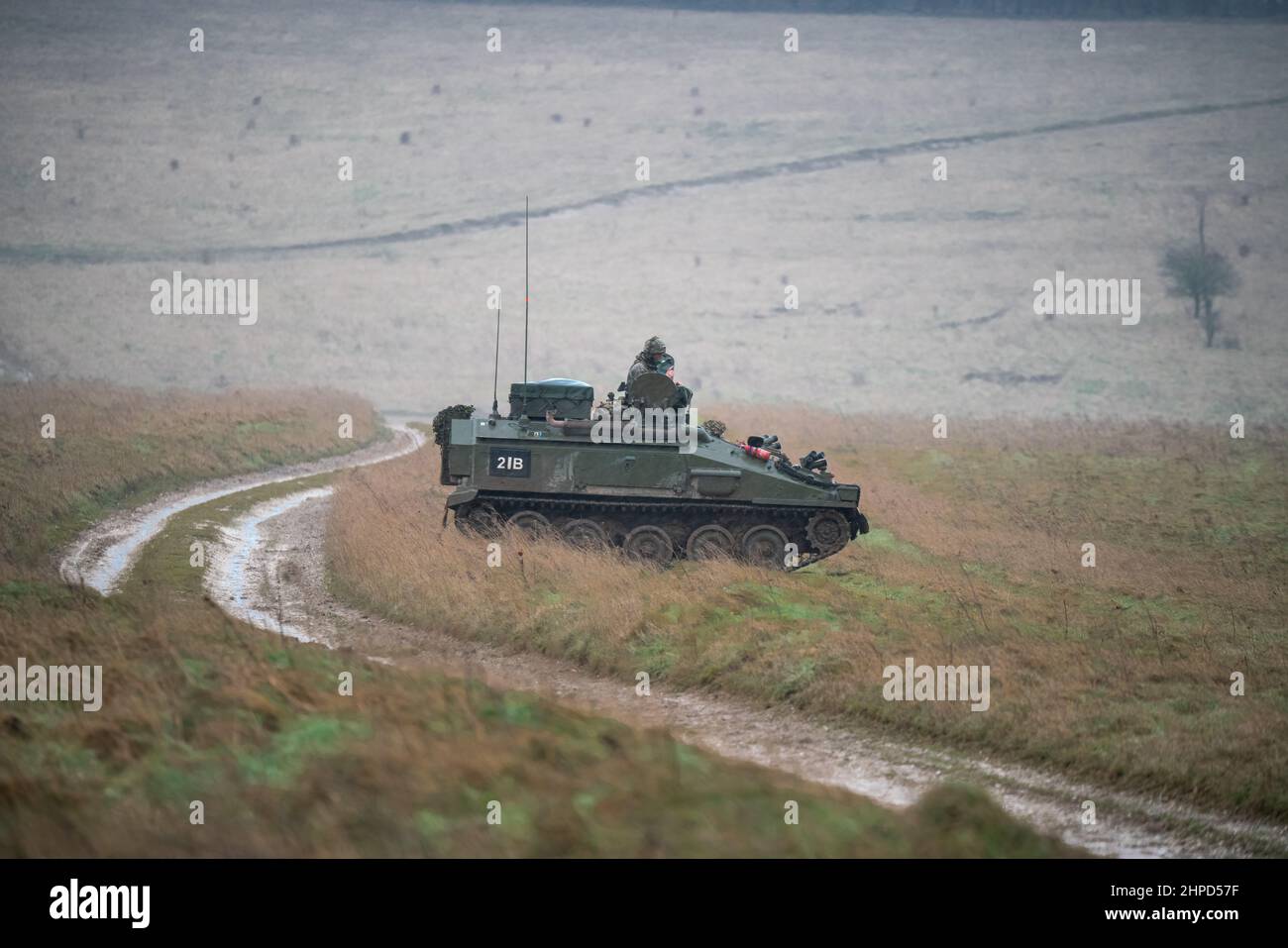 british army FV103 Spartan light armored vehicle in action on a ...