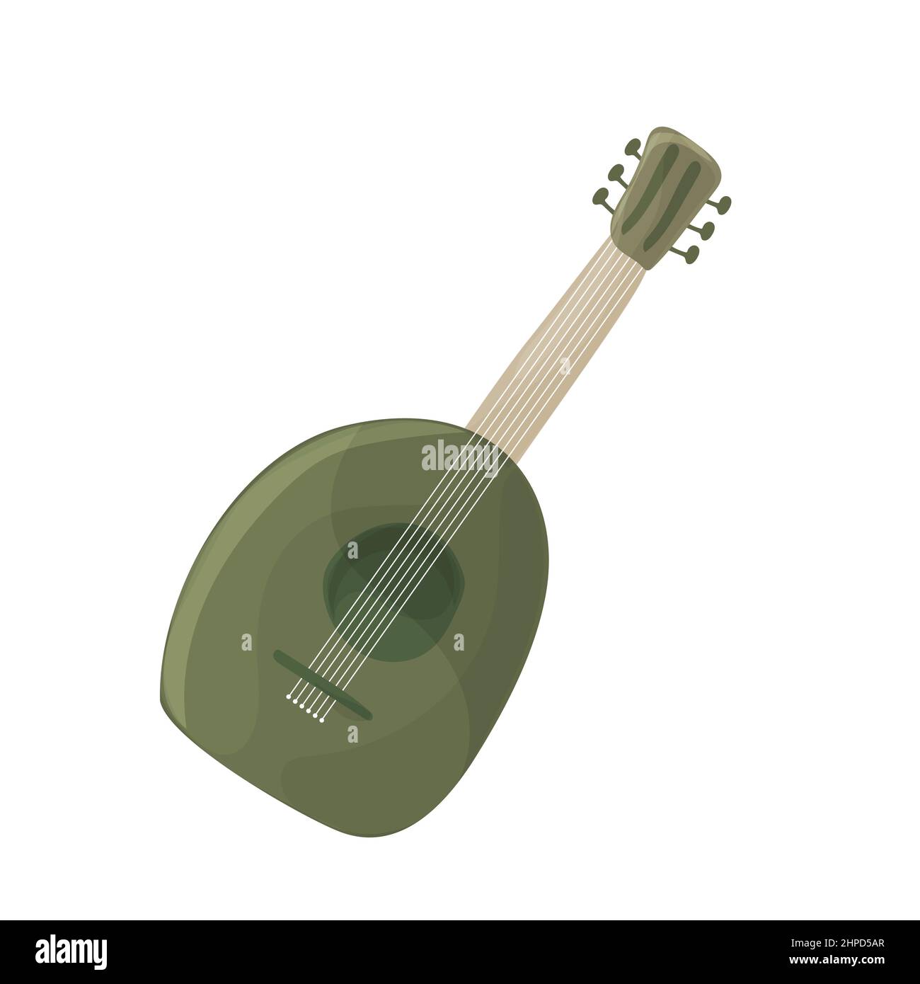 Colorful cartoon lute. String musical instrument. Music vector ...