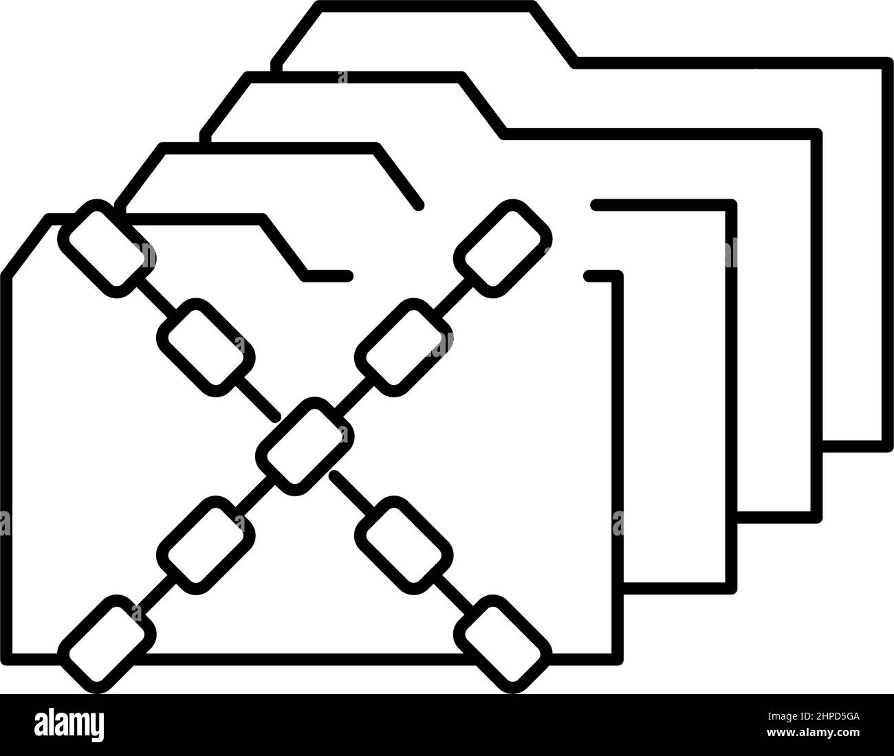 folders with protection chain line icon vector illustration Stock ...
