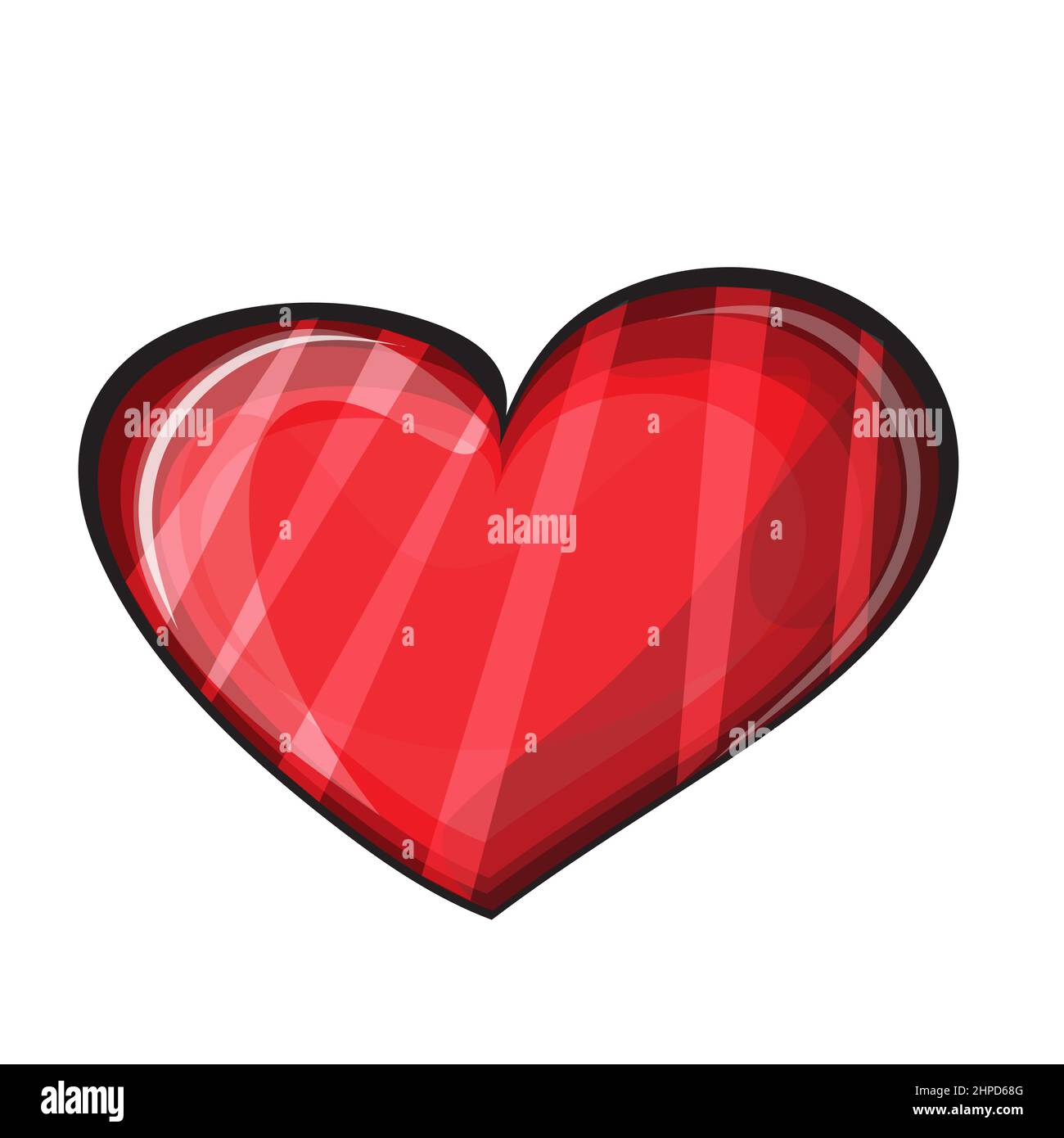 Heart shaped red icon, GUI decorations. Cartoon vector isolated on ...