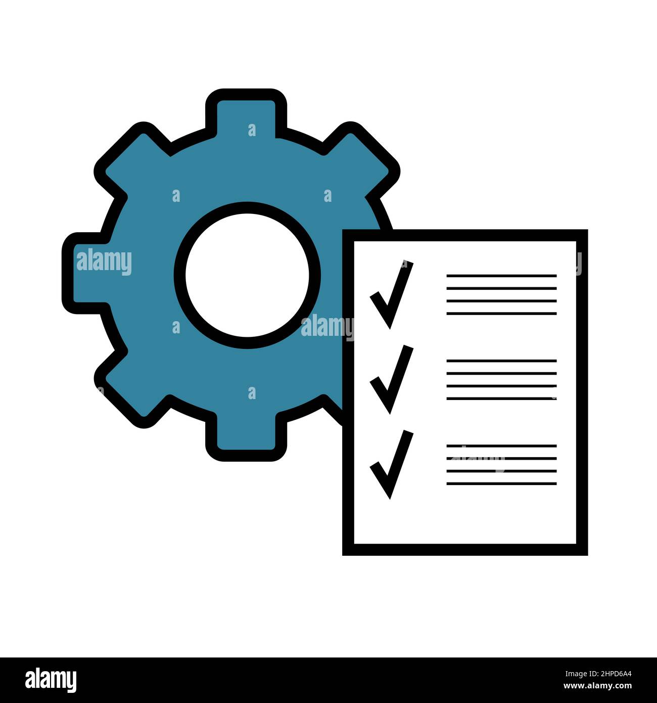 Clipboard with gear icon. Technical support check list isolated on ...