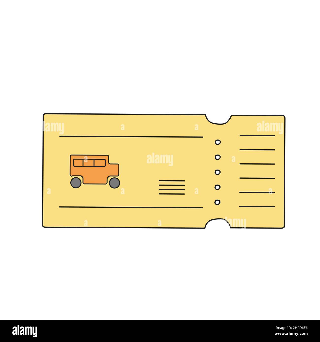 Vector bus ticket in yellow colors. Cartoon flat art style. Vector icon ...