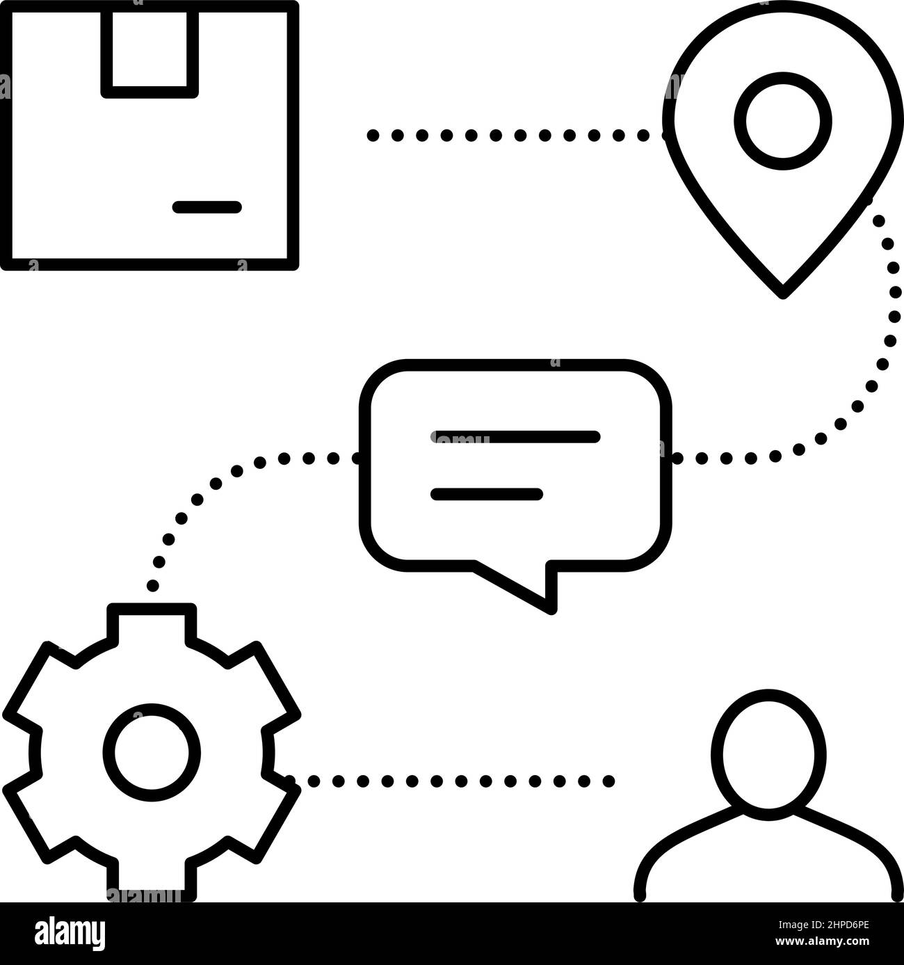 stages from manufacturing to delivery customer order line icon vector ...