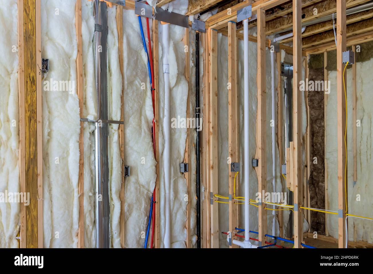 Insulating rock wool insulation in wooden frame for future walls for ...