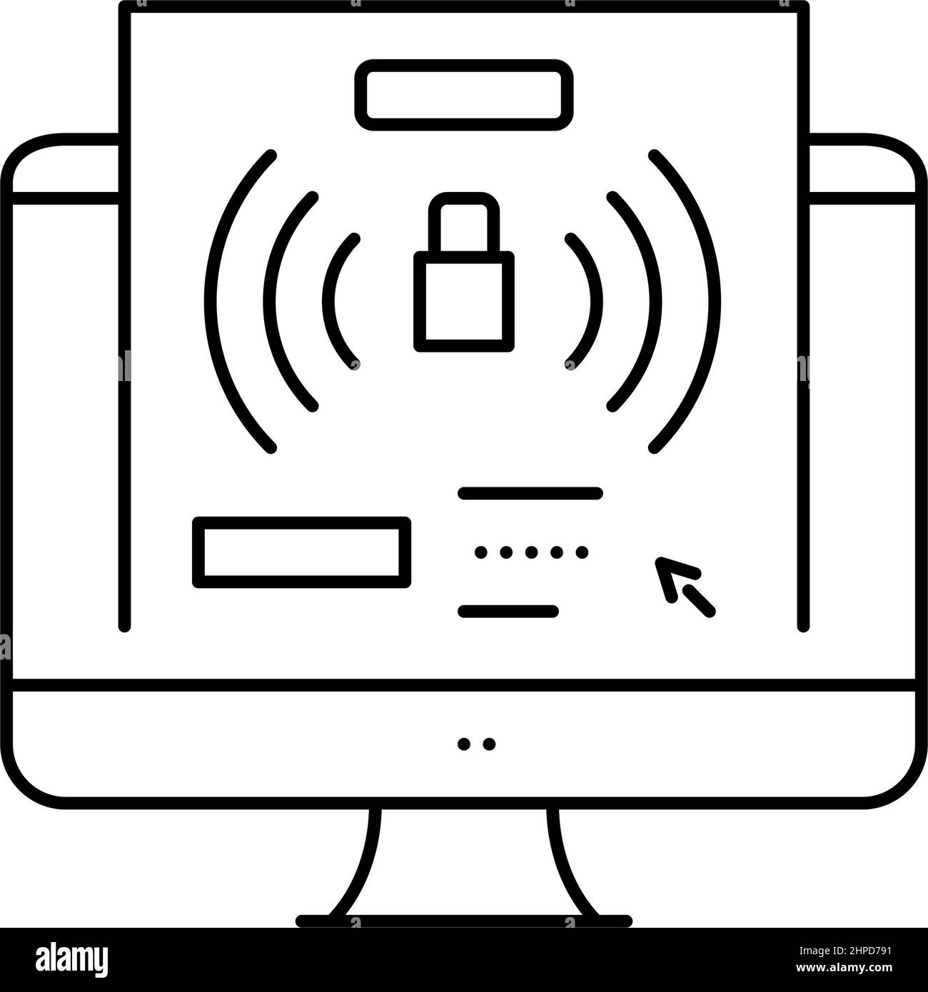 computer password hacking line icon vector illustration Stock Vector ...