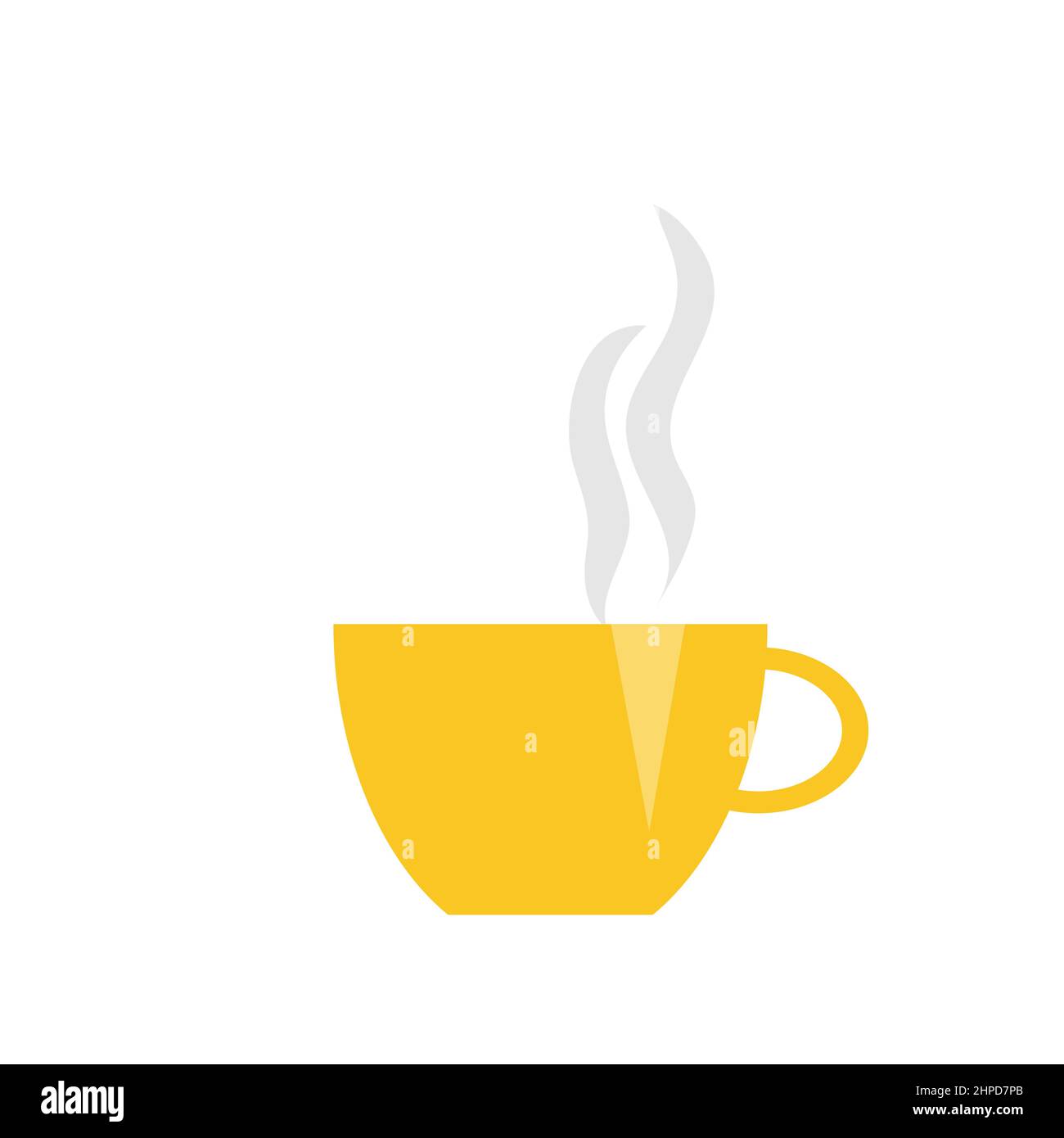 Yellow tea cup - vector icon isolated over white. Simple flat element ...