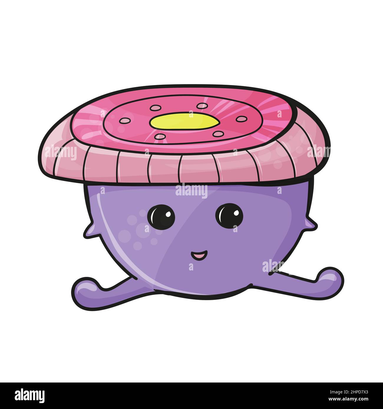 Cute purple monster like a mushroom. Cartoon vector illustration on ...