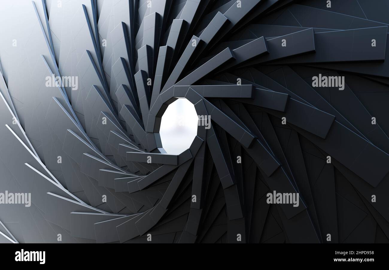 black circular pattern geometric shape background with bright lighting ...