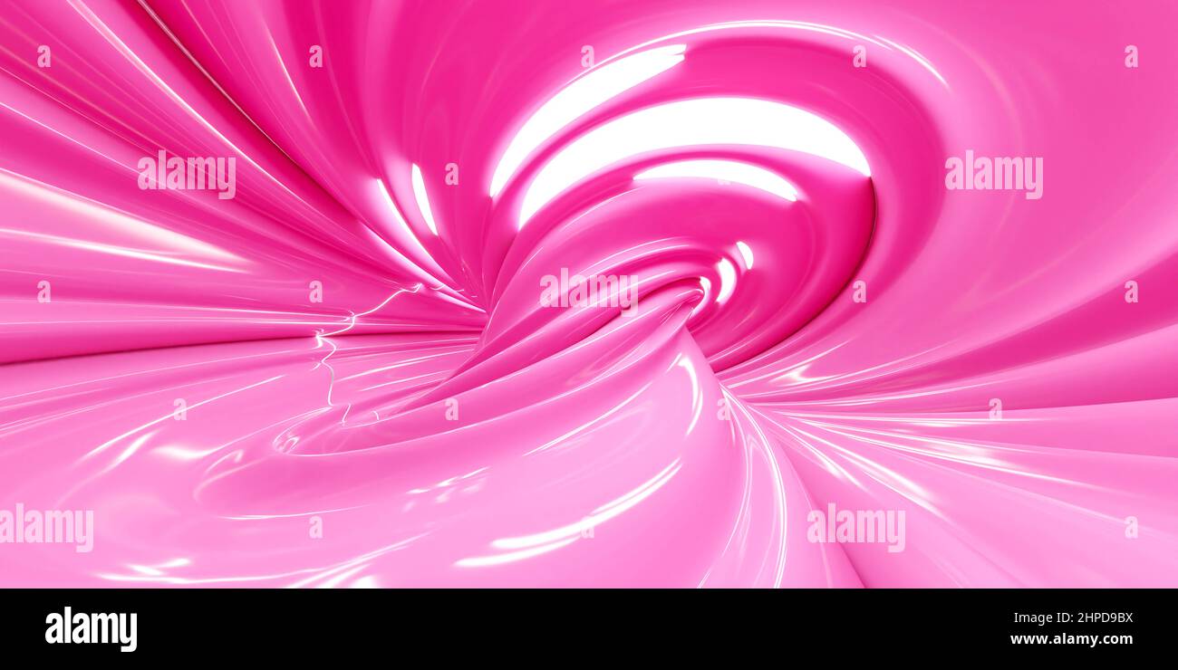 abstract pink glossy curvy twisted geometric shape background with ...