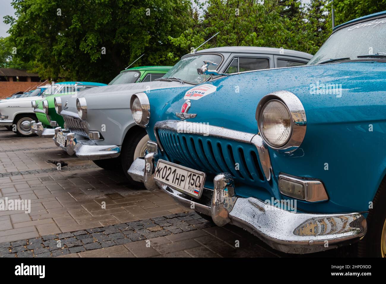 Blue GAZ M21 Volga at Classic Soviet Car Exhibition Stock Photo - Alamy