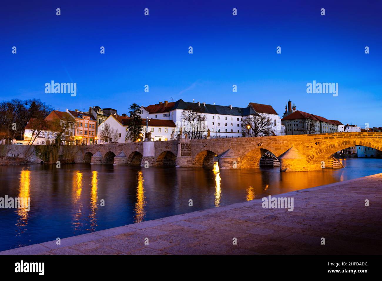 The oldest stone bridge in central Europe, Pisek city, Czechia Stock ...