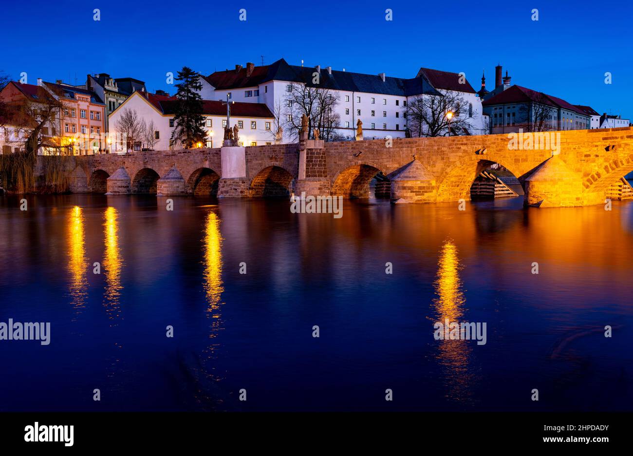 The oldest stone bridge in central Europe, Pisek city, Czechia Stock ...