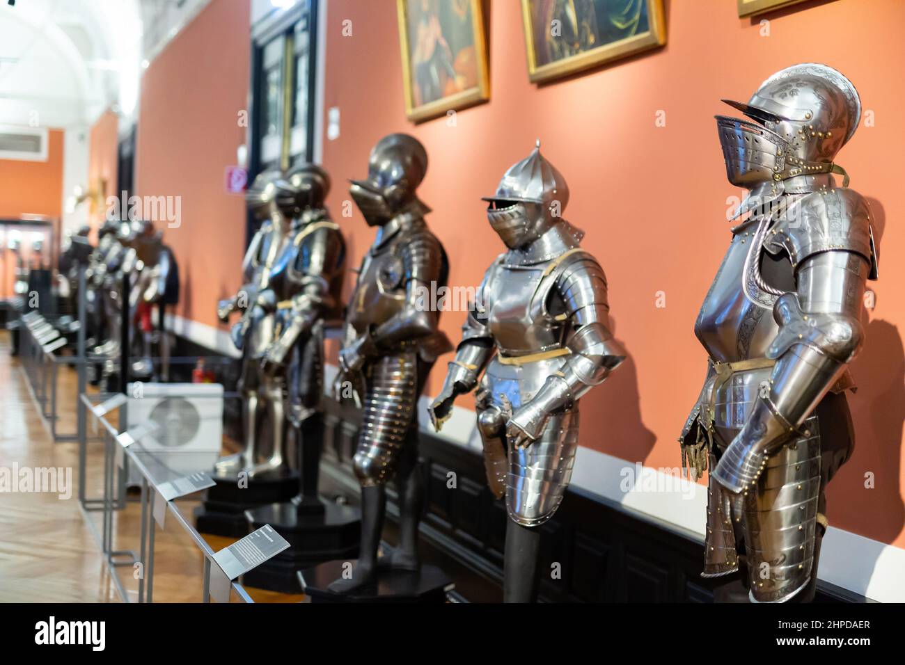 VIENNA, AUSTRIA - JANUARY 29, 2022: Expositions of knights armor in the ...