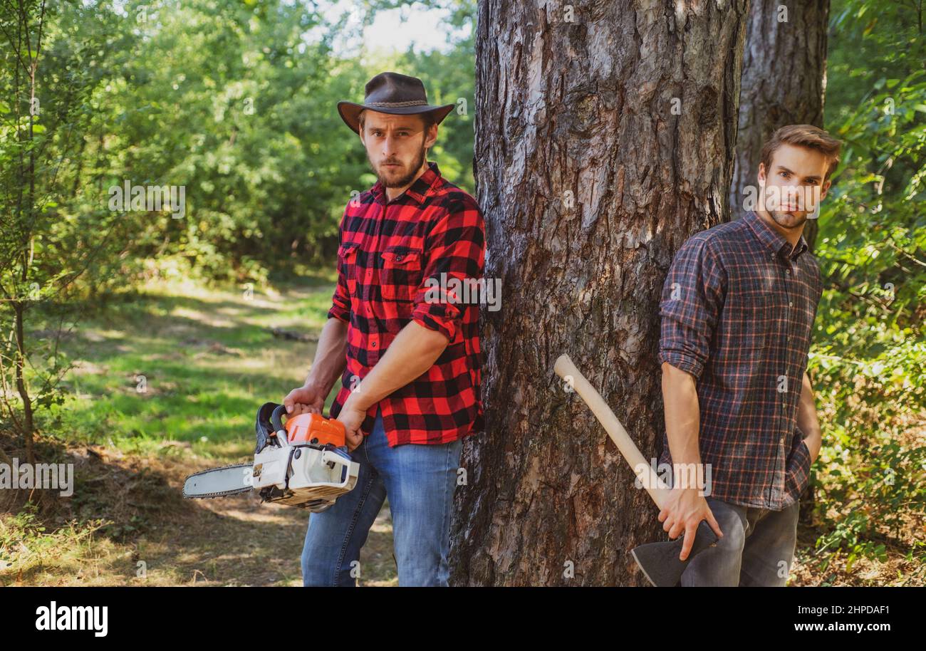 Brutal lumberjacks. Cutting wood. Brutality and masculinity. Lumberjack ...